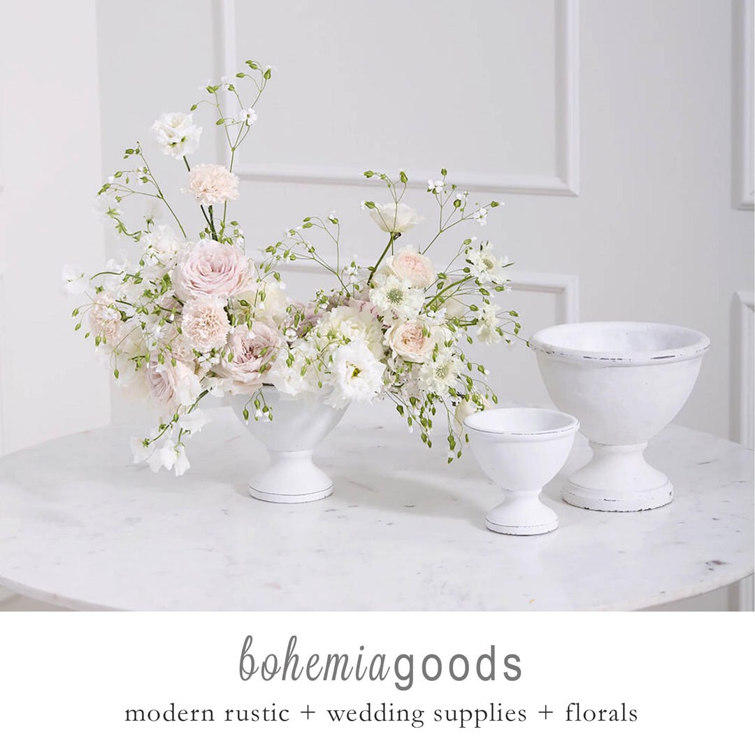 Rustic White Compote Vase, Matte Urn Vase - Etsy