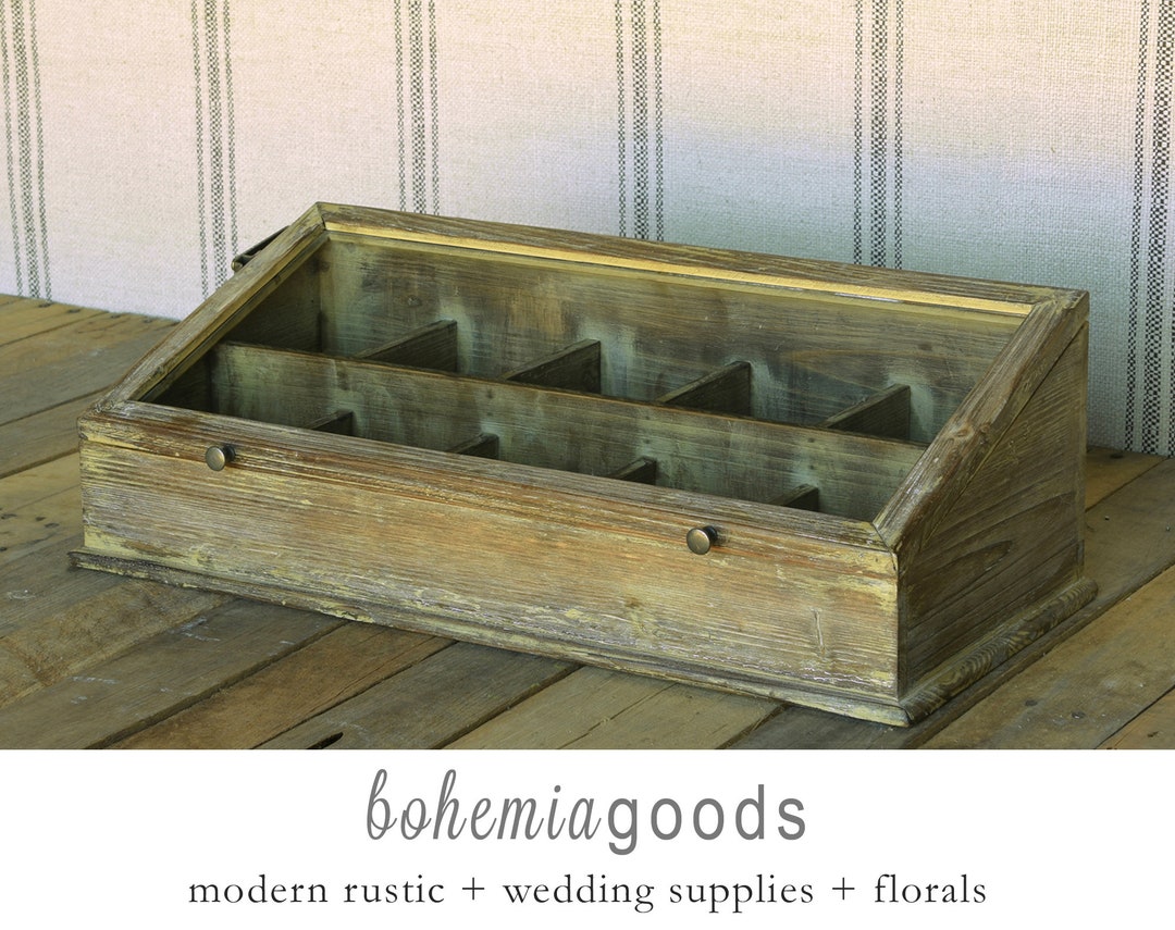 Large, Wood Display Box, Rustic Decor, Segmented Display, Box, Glass ...