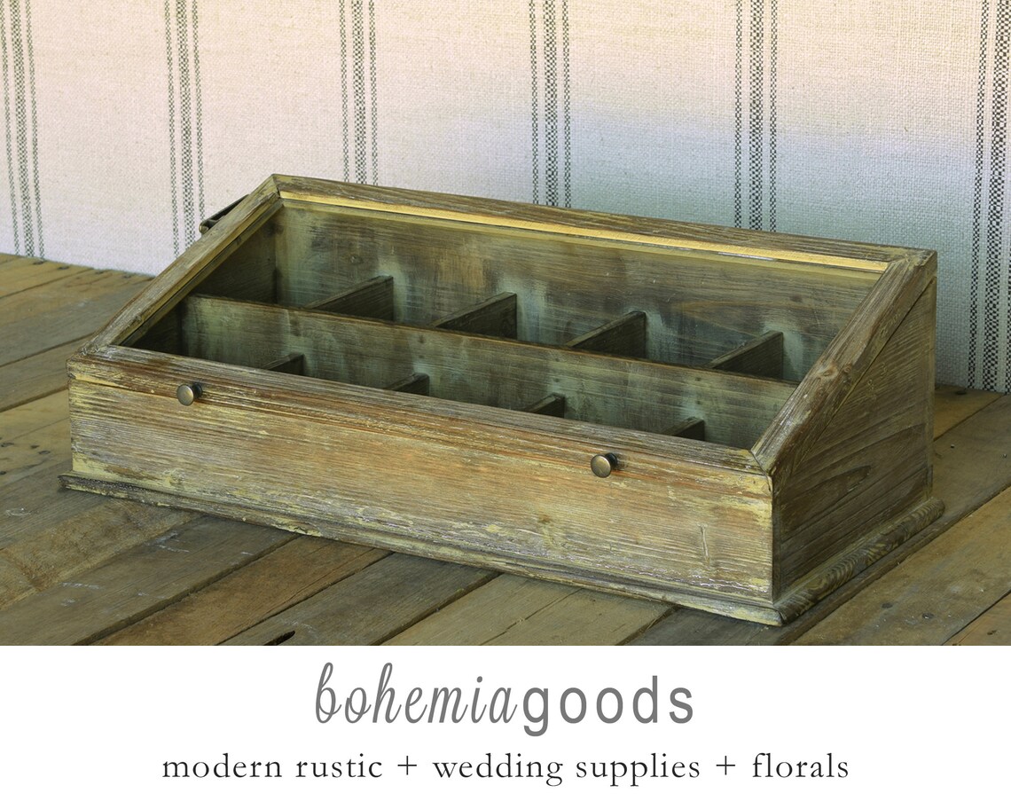 Large wood display box rustic decor segmented display box | Etsy