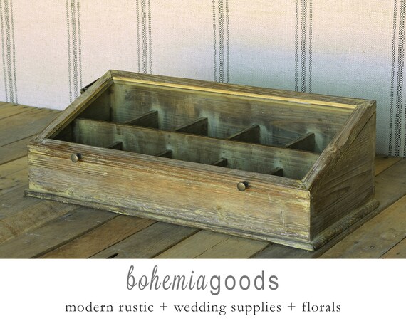 Large wood display box rustic decor segmented display box | Etsy