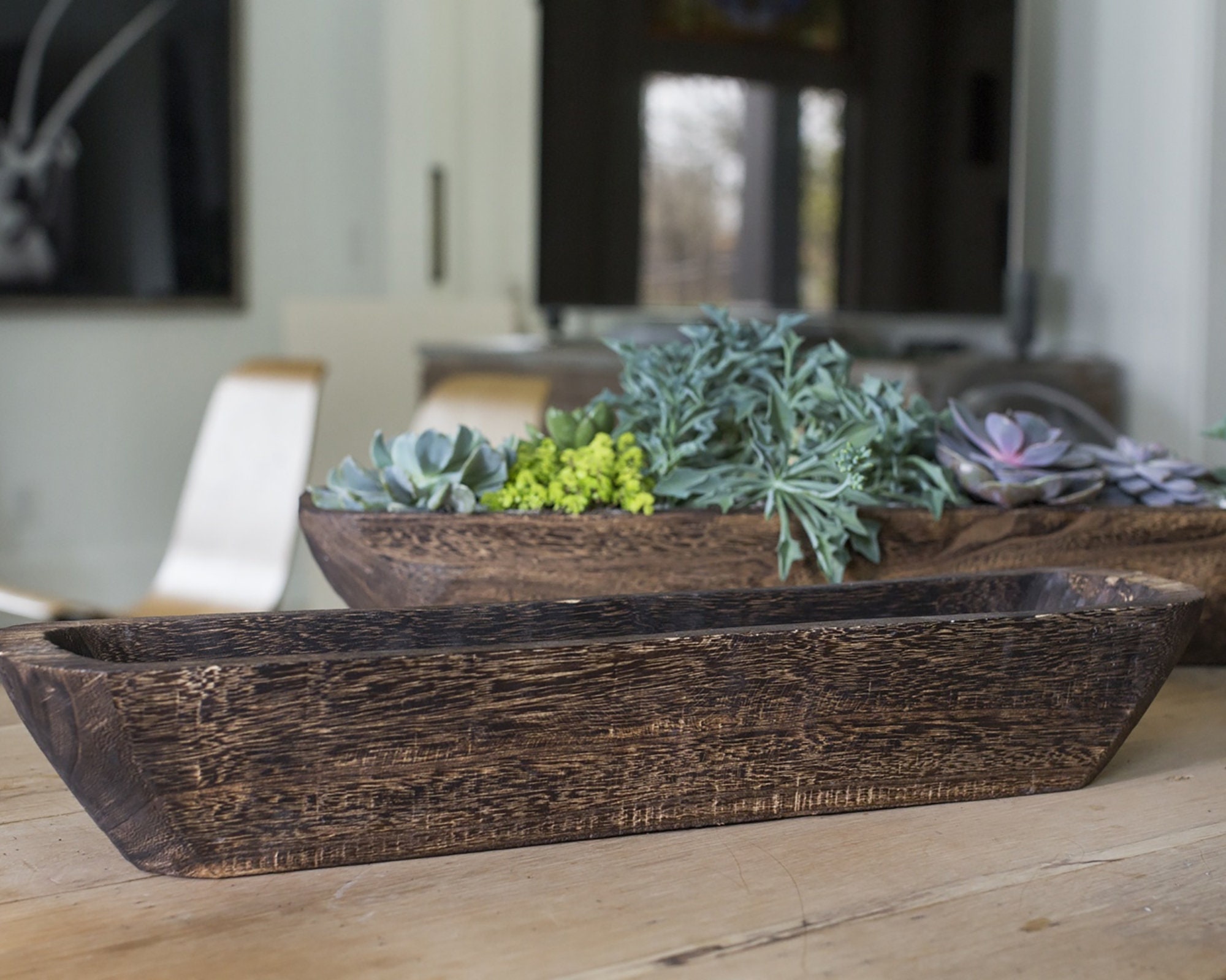 3 Sizes Wood Trough Wood Bowl Plant Trough Trough | Etsy