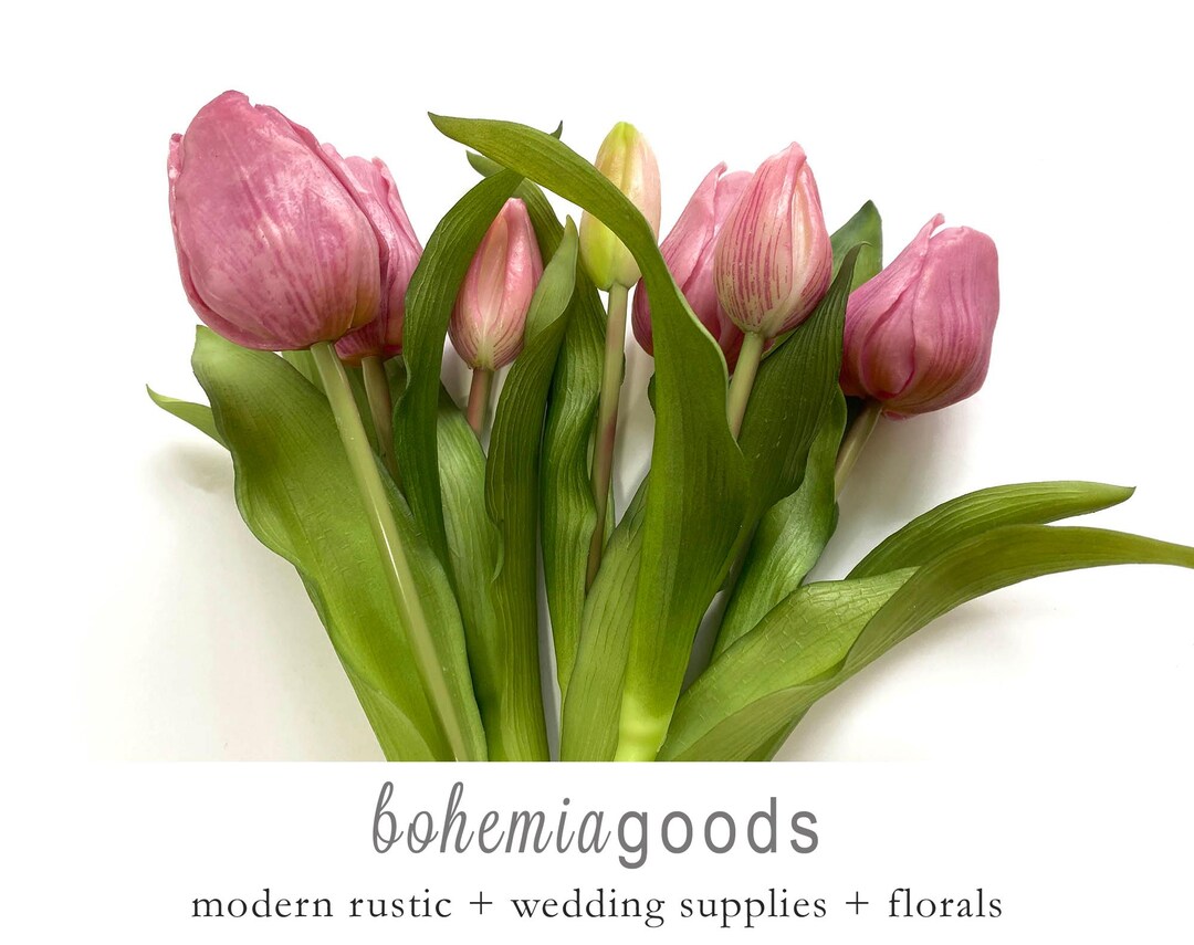 Premium Real Touch Tulips, Rose Pink, Darwin Type Tulip, Artificial - Etsy