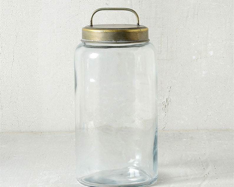 Farmhouse Decor Canister Jar Rustic Decor Glass Jar Brass - Etsy