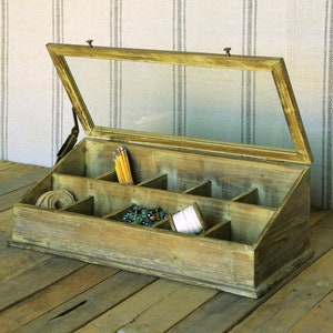 Large, Wood Display Box, Rustic Decor, Segmented Display, Box, Glass ...