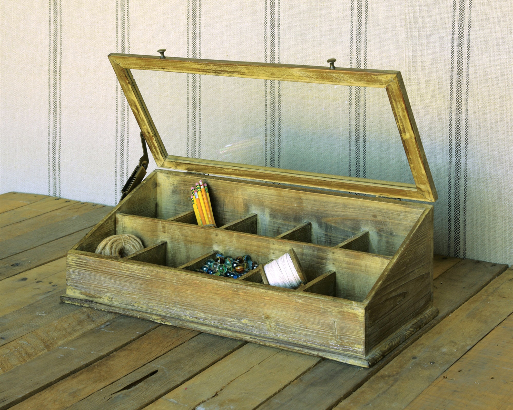 Large Wood Display Box Rustic Decor Segmented Display Box - Etsy