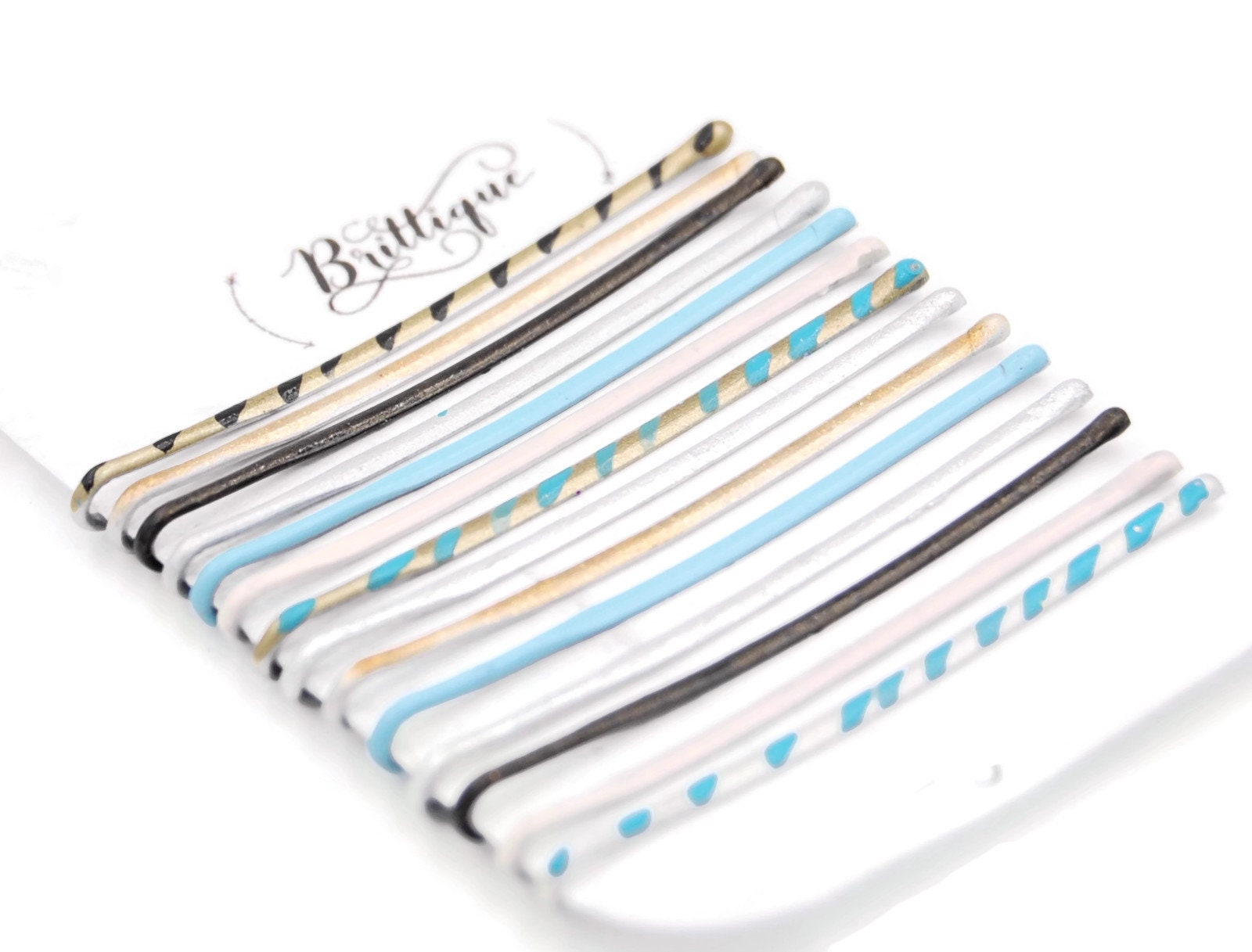 Blue and Gold Colored Bobby Pins Sky Blue and Silver | Etsy