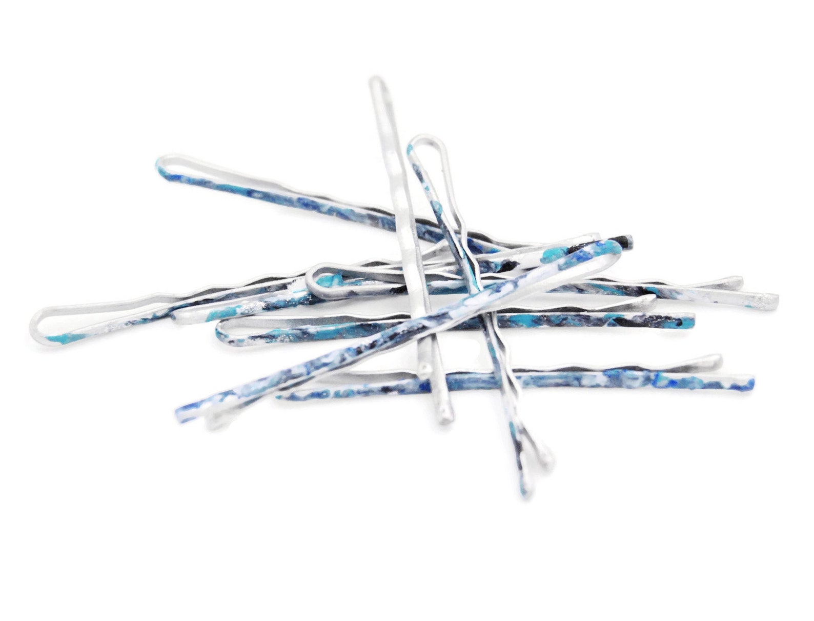 Blue Colored Bobby Pins Tie Dye Marble Swirl Blue Marbled | Etsy