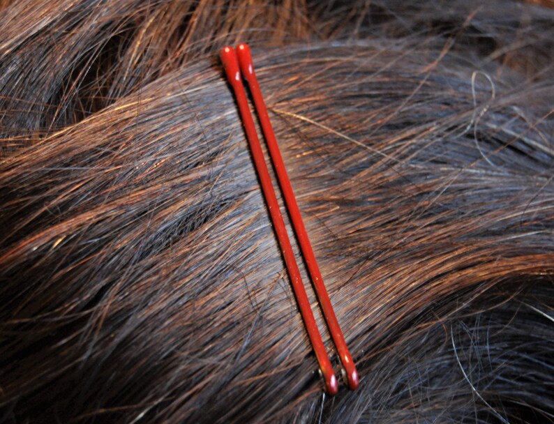 Scarlet Red Colored Bobby Pins Firetruck Red Hair Pins Red | Etsy