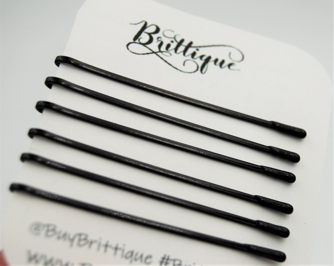 Solid black colored bobby pins 2 inch black hair pin black | Etsy