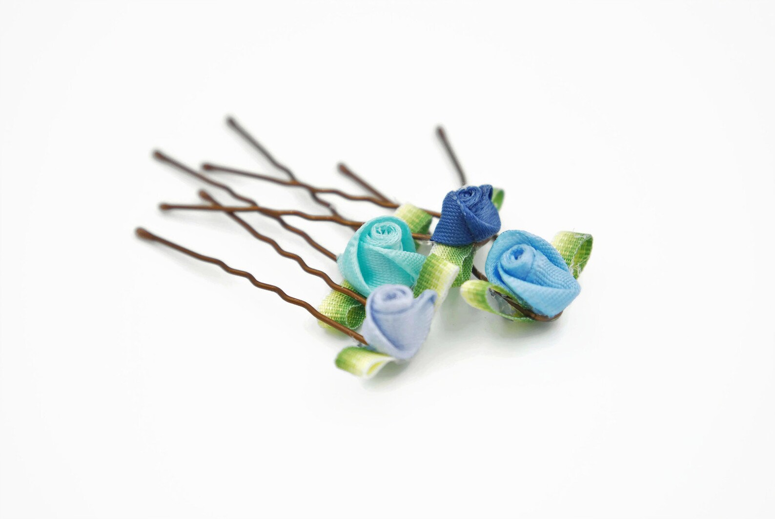 Blue Rose Hair Pins Blue Flower Girl Hair Pin Blue Floral | Etsy