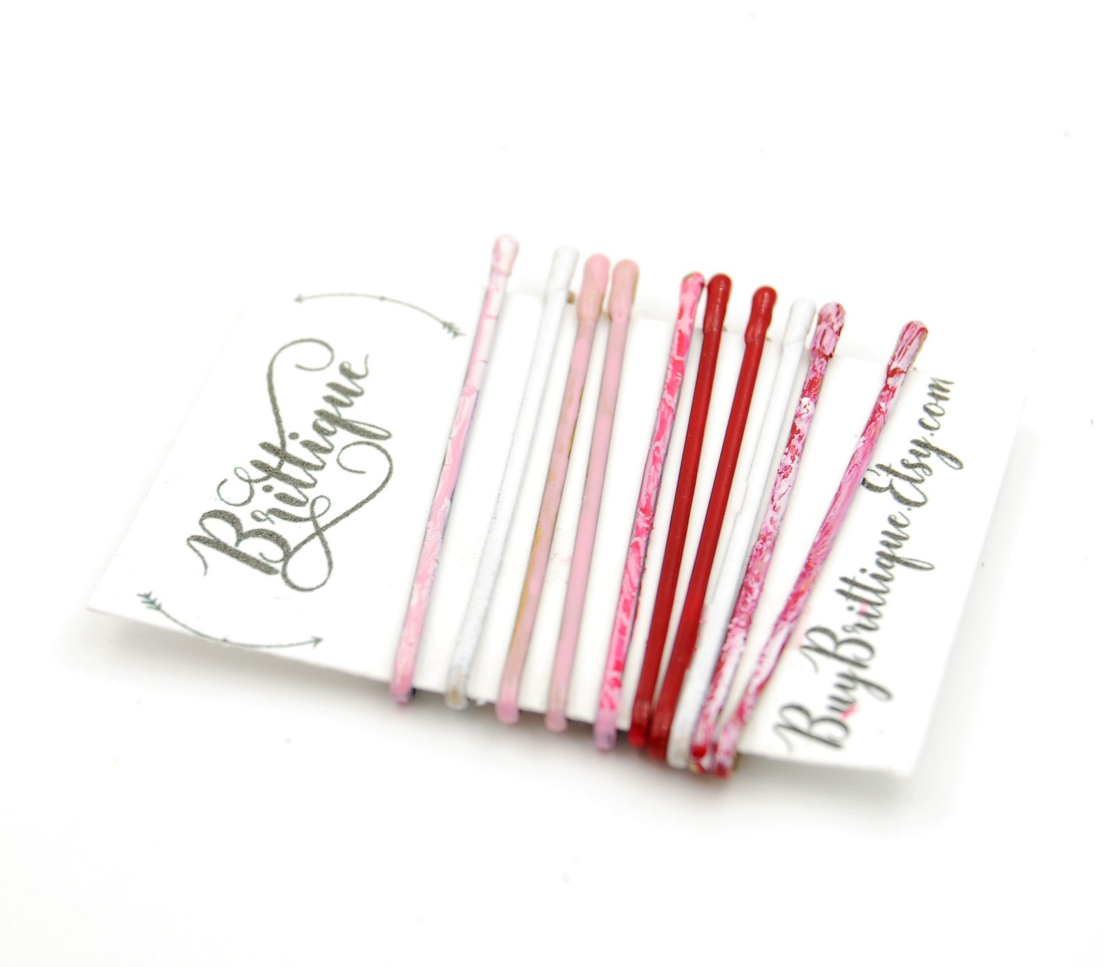 Pink and Red Colored Bobby Pins Pink Bobby Pins Crackle - Etsy