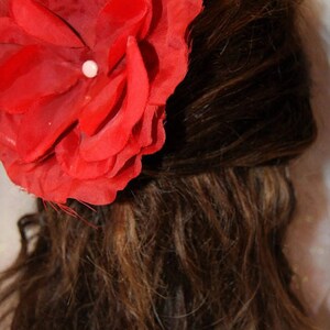Large Red Flower Hair Pin, Large Flower Flamenco Hair Pin, Big Red ...