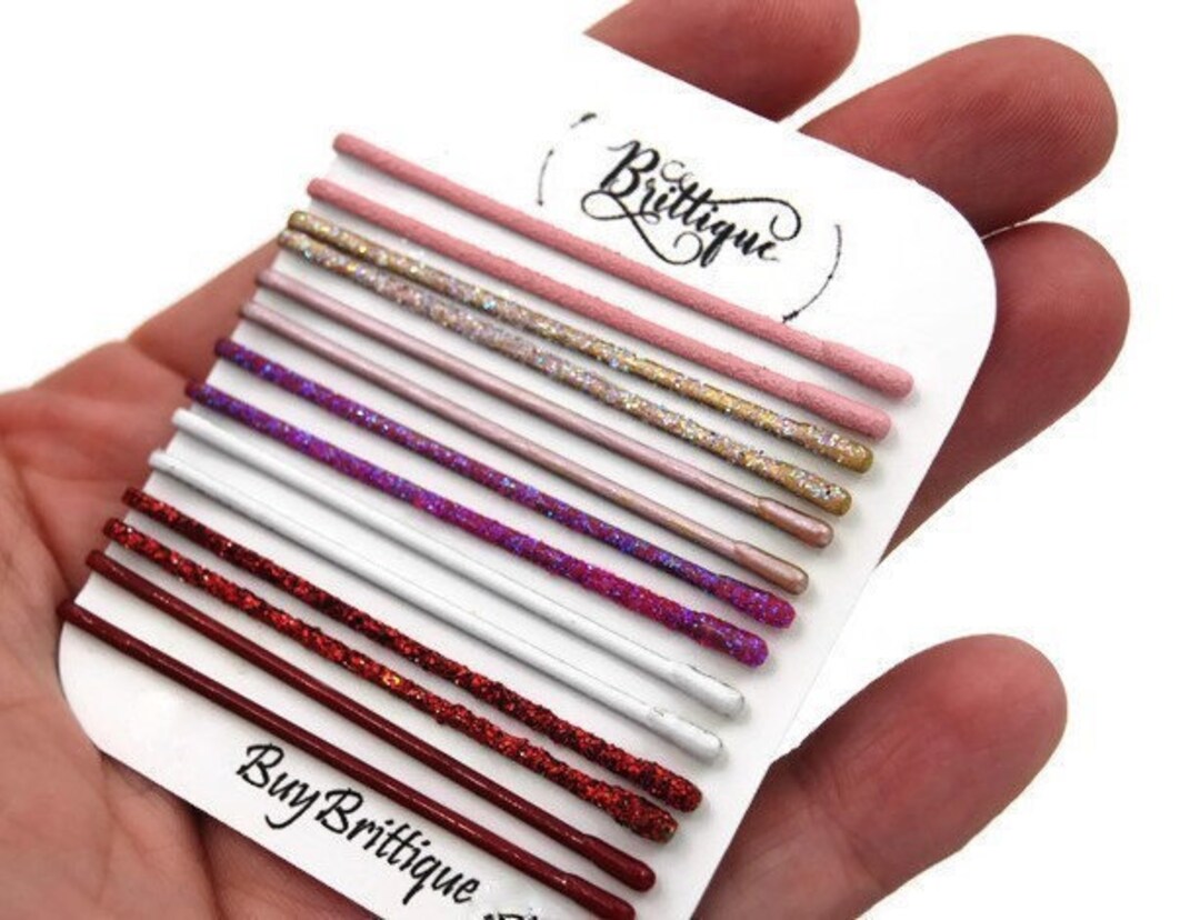 Red White and Dark Pink Bobby Pins, Glittery Bobby Pins, Light Pink ...