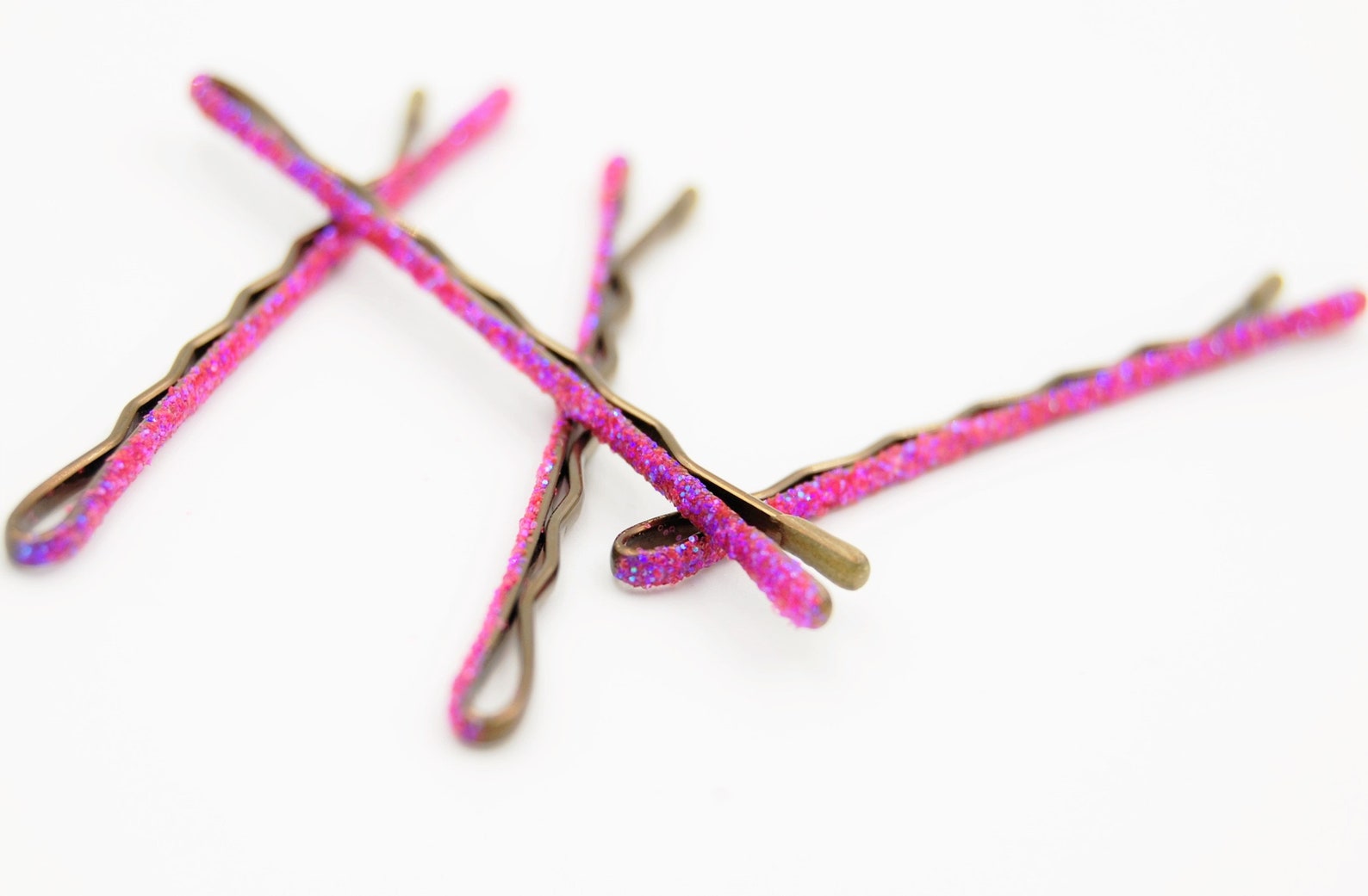 Pink Glitter Hair Pin Pink Glitter Bobby Pins Decorative | Etsy