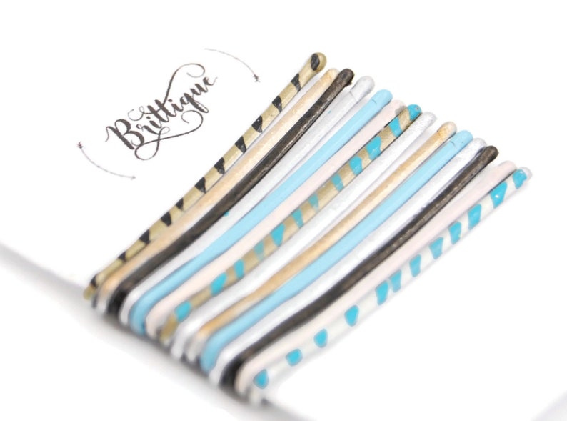 Blue and Gold Colored Bobby Pins Sky Blue and Silver | Etsy