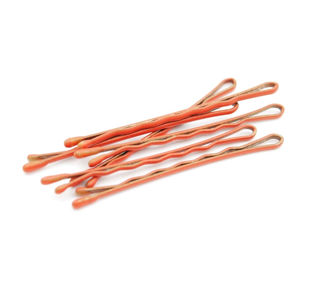 Dark Orange Colored Bobby Pins, Orange Wedding Hair Pins, Decorative ...