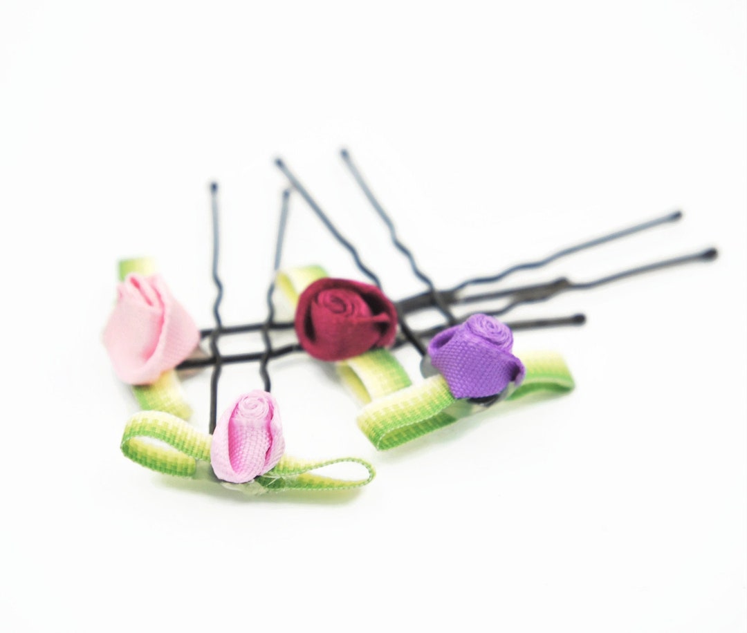 Purple Flower Hair Pins, Purple Wedding Hair Pins, Purple Flower Girl ...