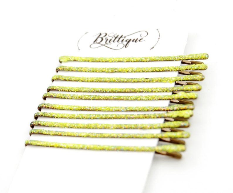 Yellow Glitter Hair Pins Yellow Bobby Pins Glitter Bobby | Etsy