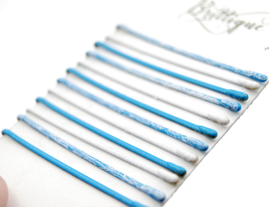 Blue and White Colored Bobby Pins, Blue Bobby Pins, Crackle Painted ...