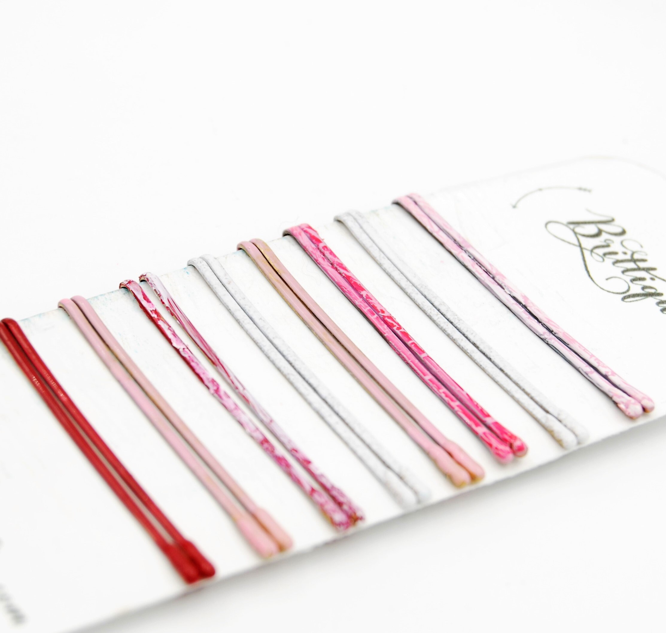 Pink and red colored bobby pins pink bobby pins crackle | Etsy