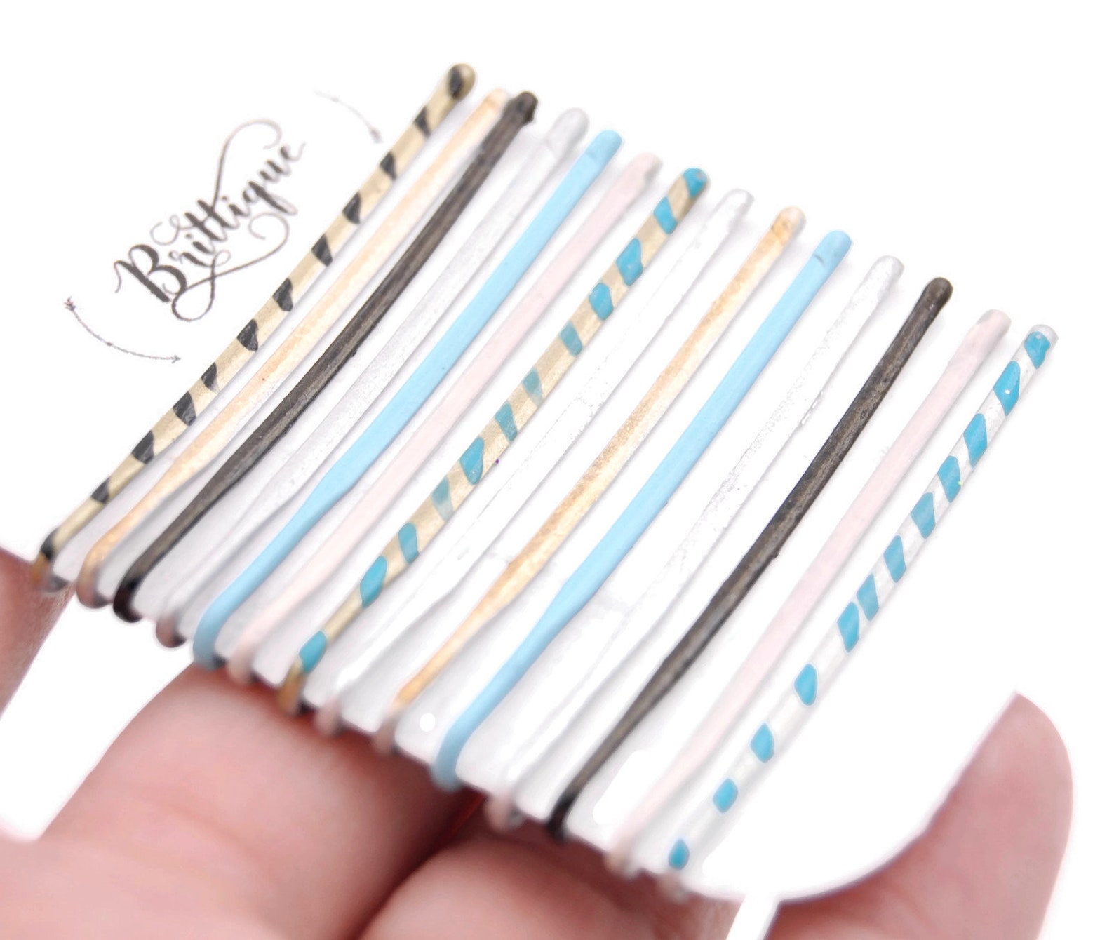 Blue and Gold Colored Bobby Pins Sky Blue and Silver | Etsy