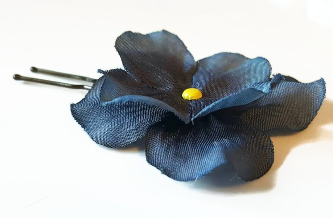 Blue Hydrangea Hair Pin, Navy Blue Flower Girl Hair Pin, Flower Hair ...