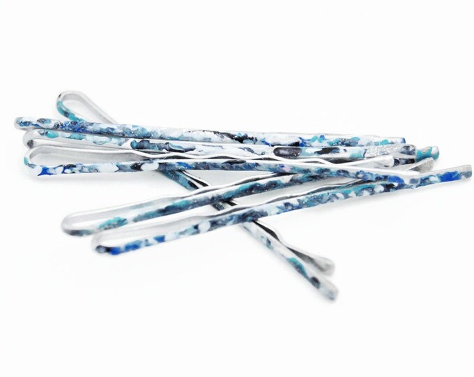 Blue Colored Bobby Pins, Tie Dye, Marble, Swirl, Blue Marbled ...
