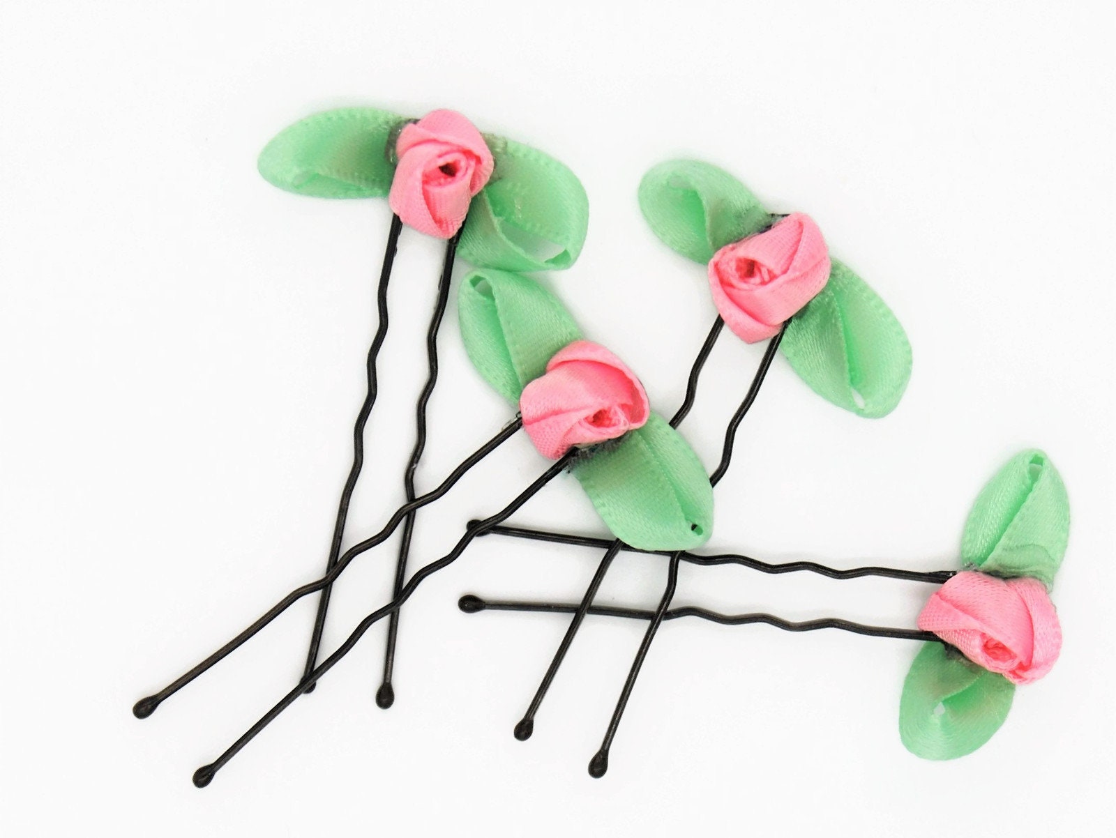 Pink Flower Hair Pins Floral Hair Pins Pink Rose Hair Pin | Etsy