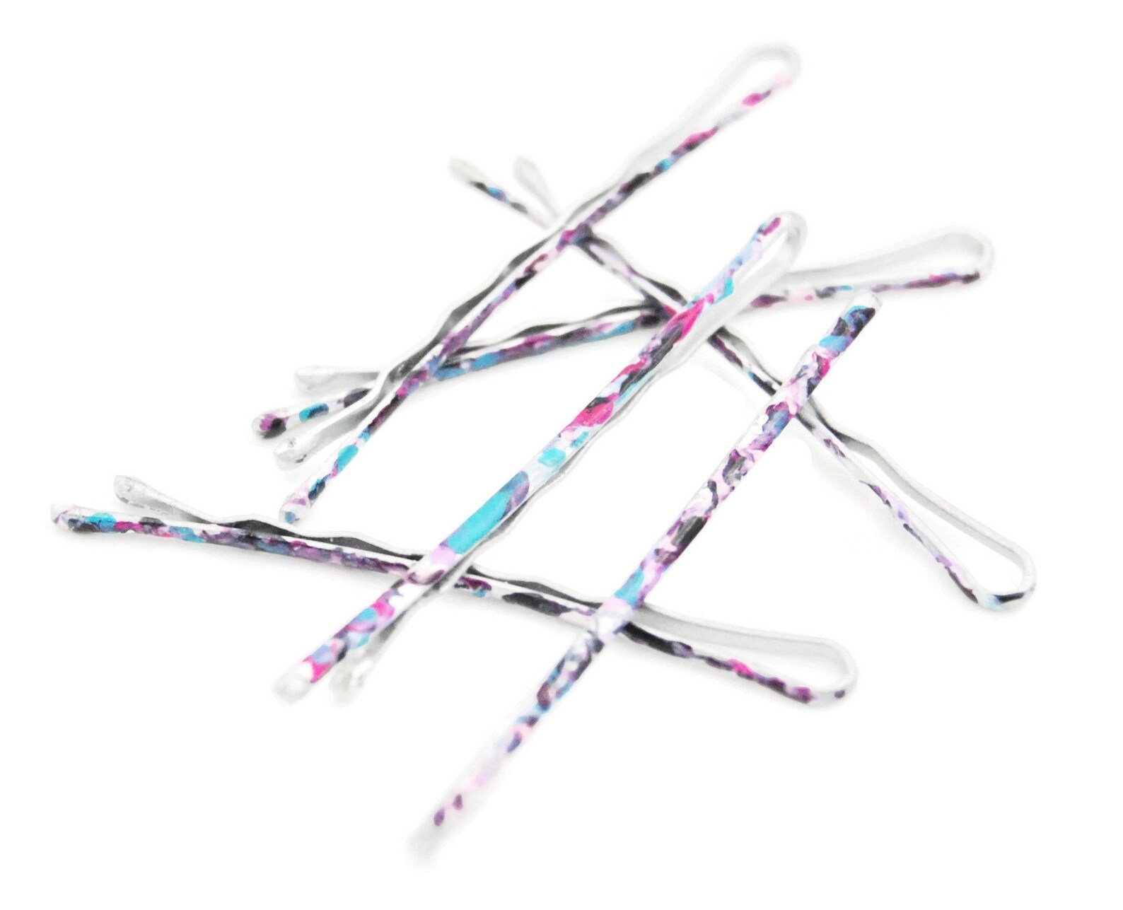 Pink and Blue Colored Bobby Pins Decorative Marble Hair Pins | Etsy