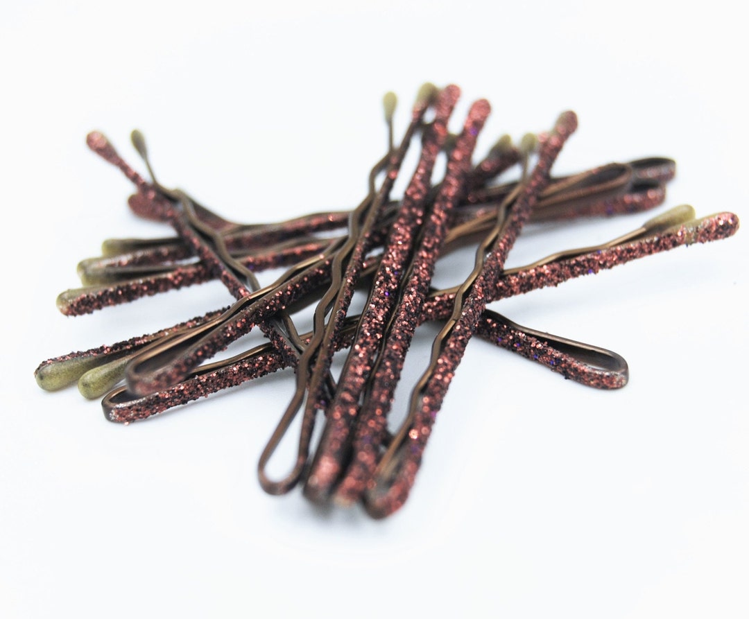 Brown Glitter Bobby Pins, Fall Wedding Accessories, Neutral Bobby Pins ...