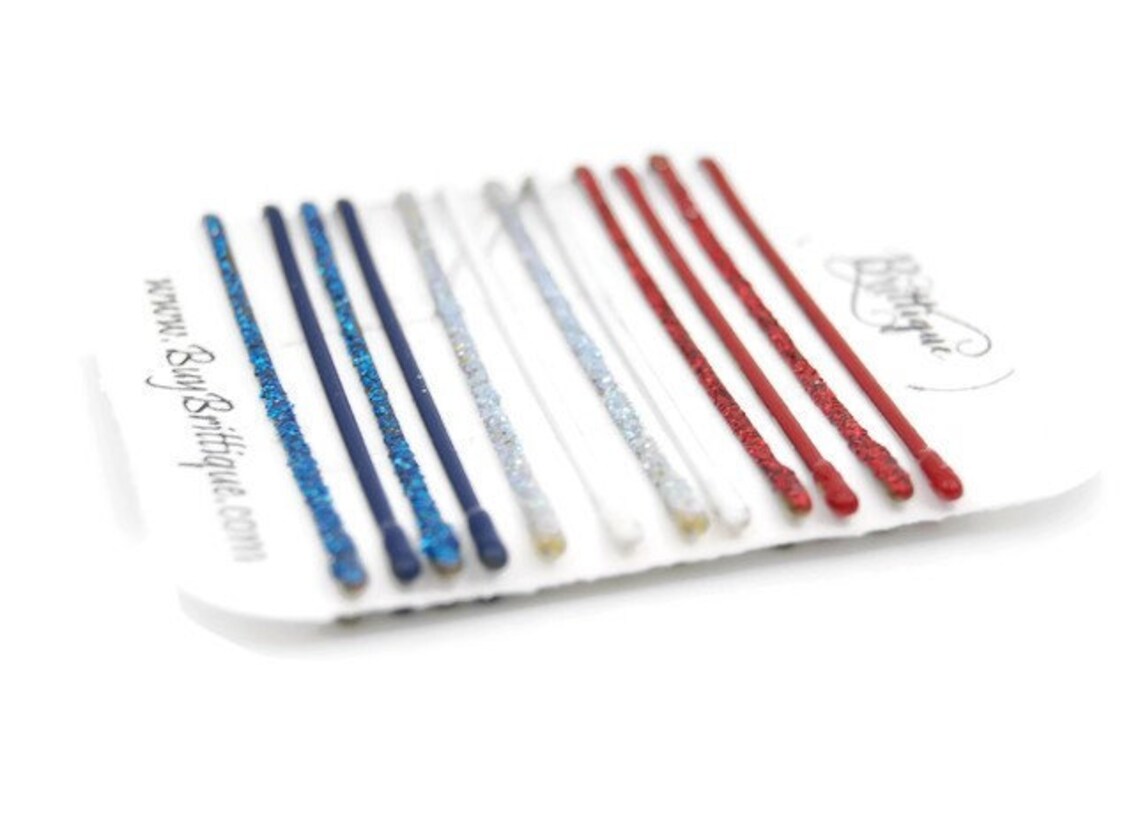 Red white and blue bobby pins Fourth of July red white blue | Etsy