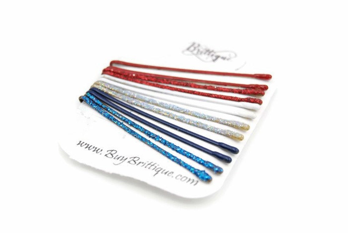 Red white and blue bobby pins Fourth of July red white blue | Etsy
