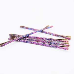 Rainbow Glitter Bobby Pins, Pink Glitter Hair Pins, Pink Bobby Pins ...