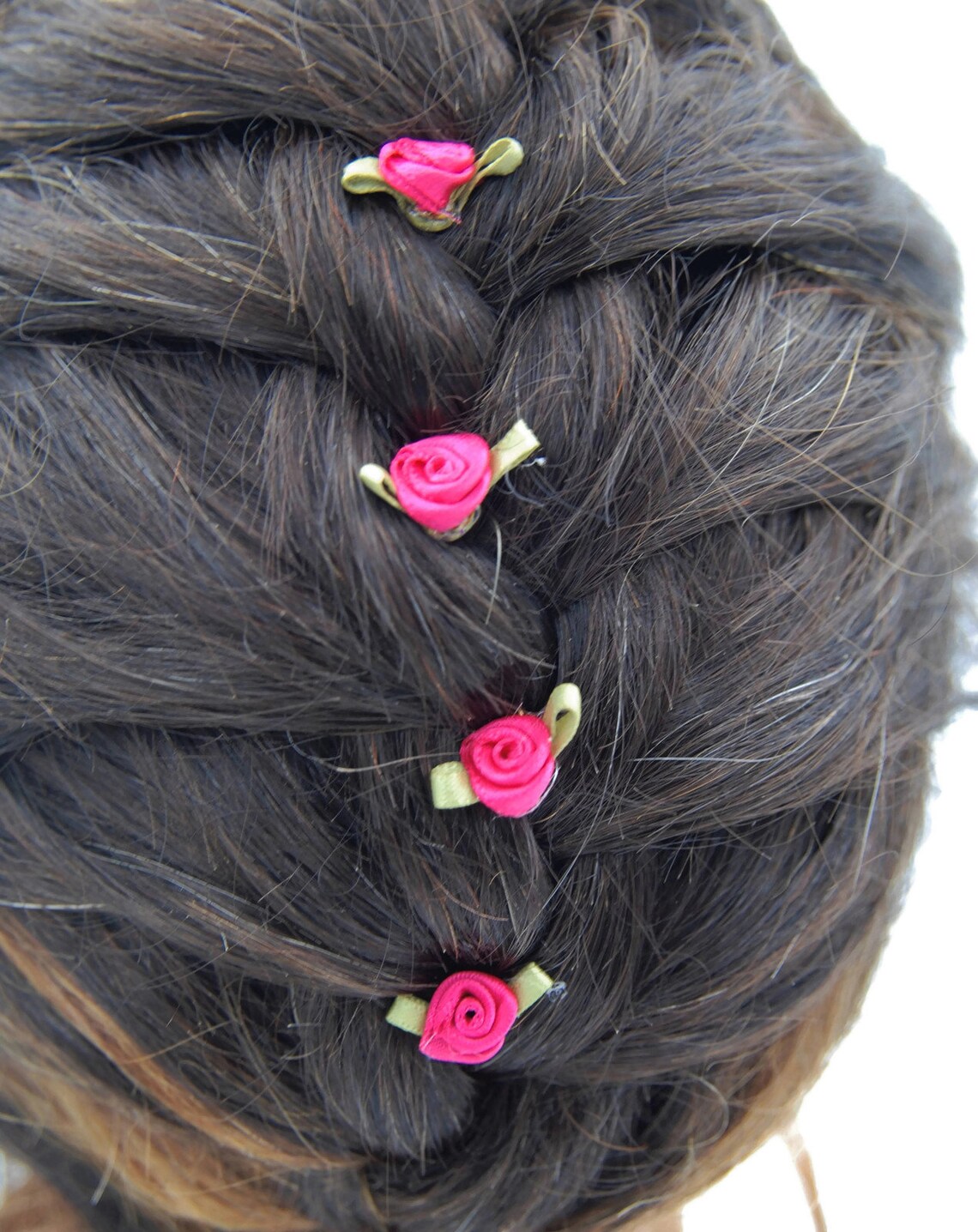 Pink Rose Hair Pins Pink Flower Hair Pin Pink Satin Rose | Etsy
