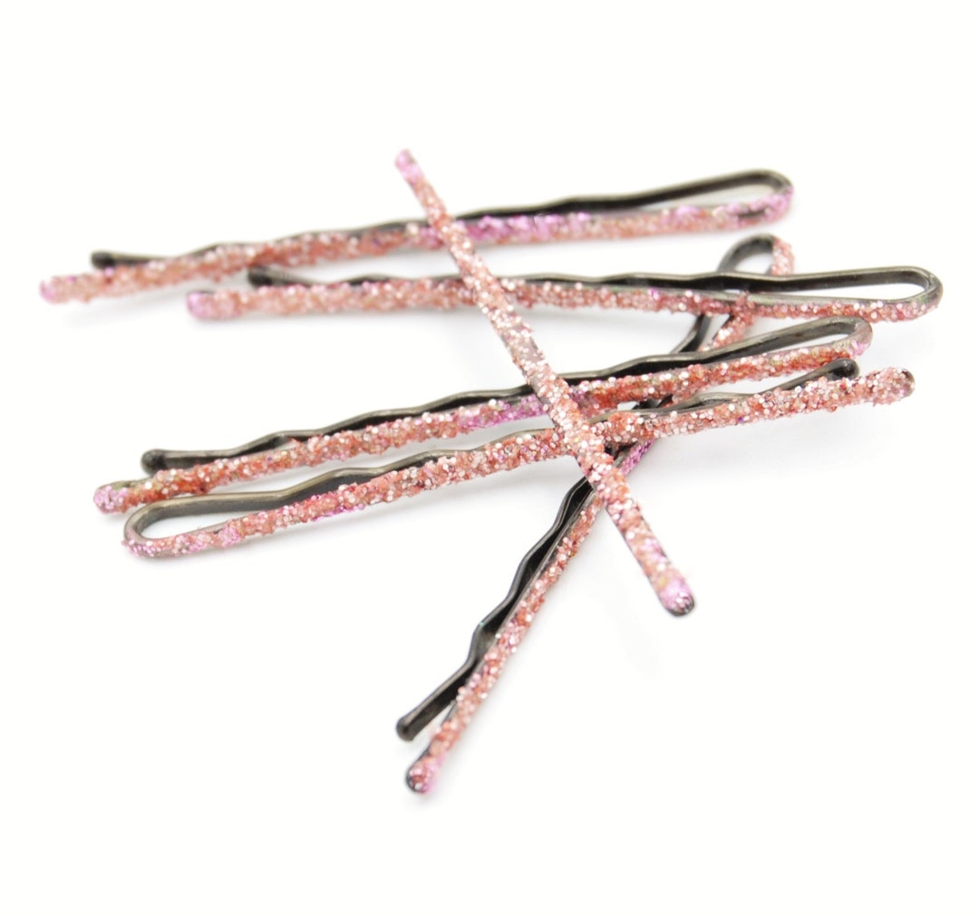 Light Pink Glitter Bobby Pins, Pink Bobby Pins, Pink Glitter Bobby Pins ...