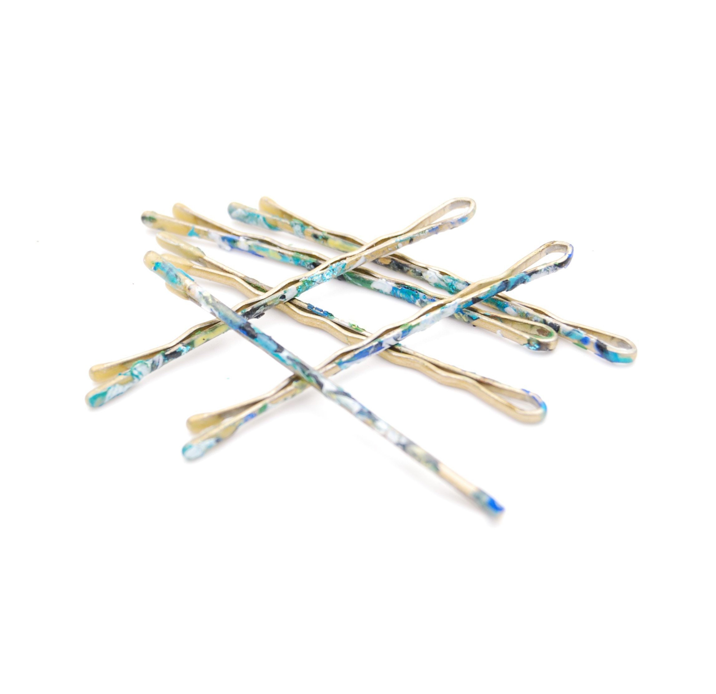 Blue camo colored bobby pins blue camouflage blue bobby | Etsy