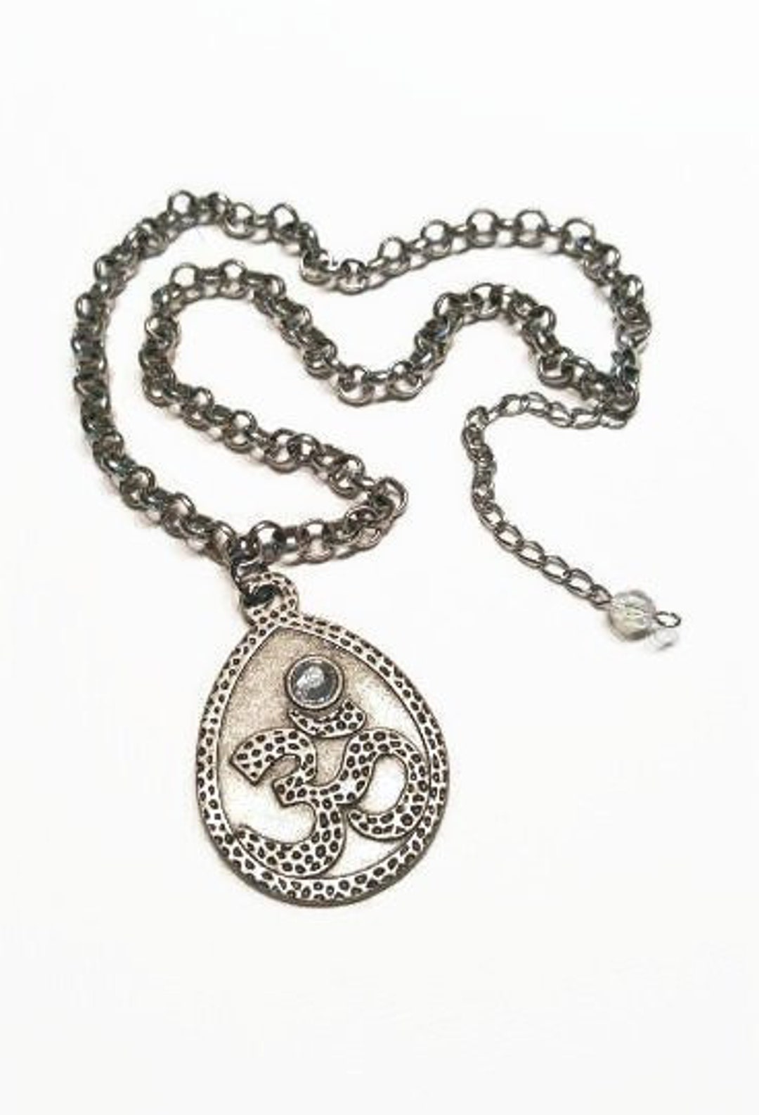 Ohm Symbol Buddhist Necklace, Chunky Ohm Necklace, Metal Om Symbol ...