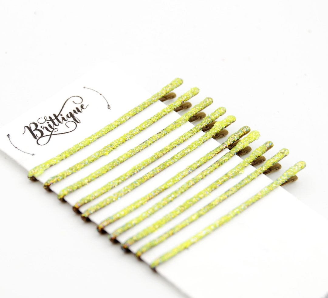 Yellow Glitter Hair Pins, Yellow Bobby Pins, Glitter Bobby Pins ...