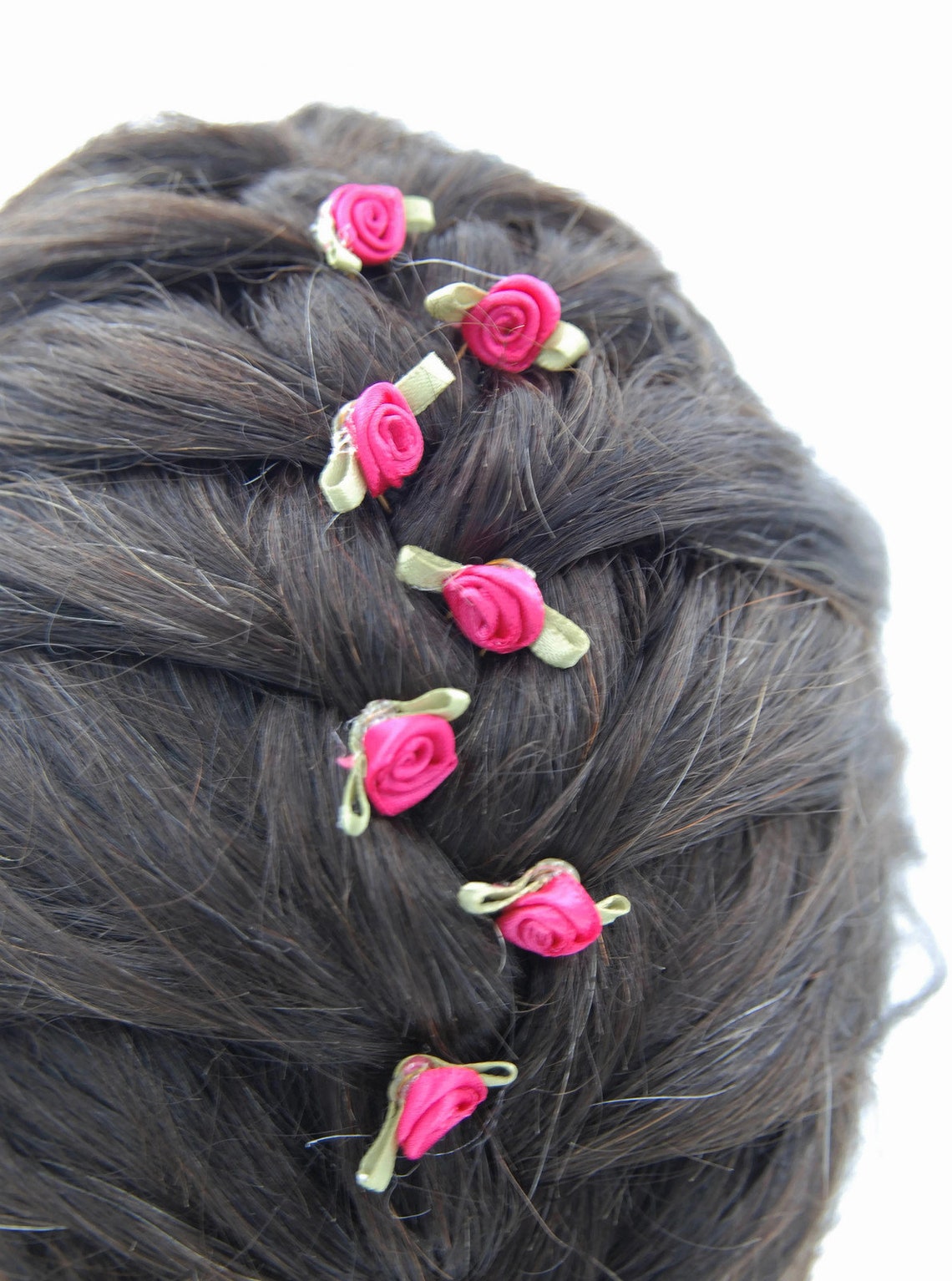 Pink Rose Hair Pins Pink Flower Hair Pin Pink Satin Rose | Etsy