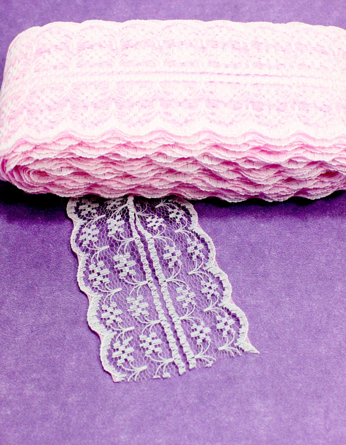 Pink Lace Ribbon. 5 Feet of Double Edged Pink Ribbon. Pink - Etsy Canada