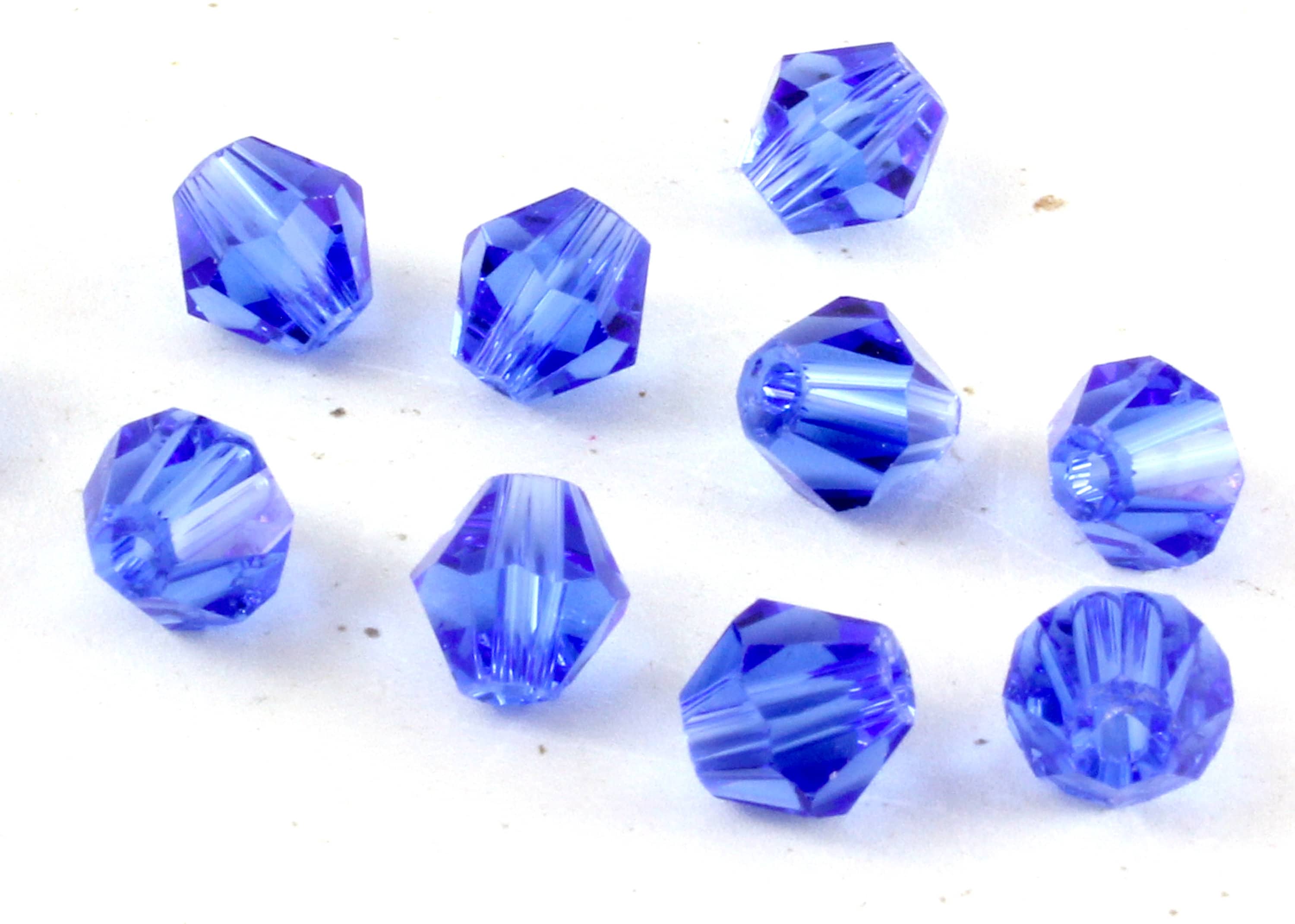 6mm Blue Bi Cone Crystal Beads. 10 Dark Diamond Shaped Glass | Etsy