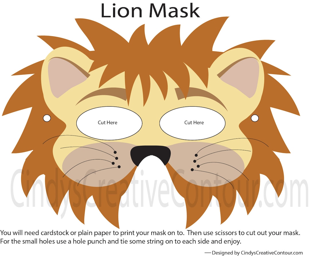 Printable Orange Lion Mask – Kids Pretend Play (digital Download) - Etsy