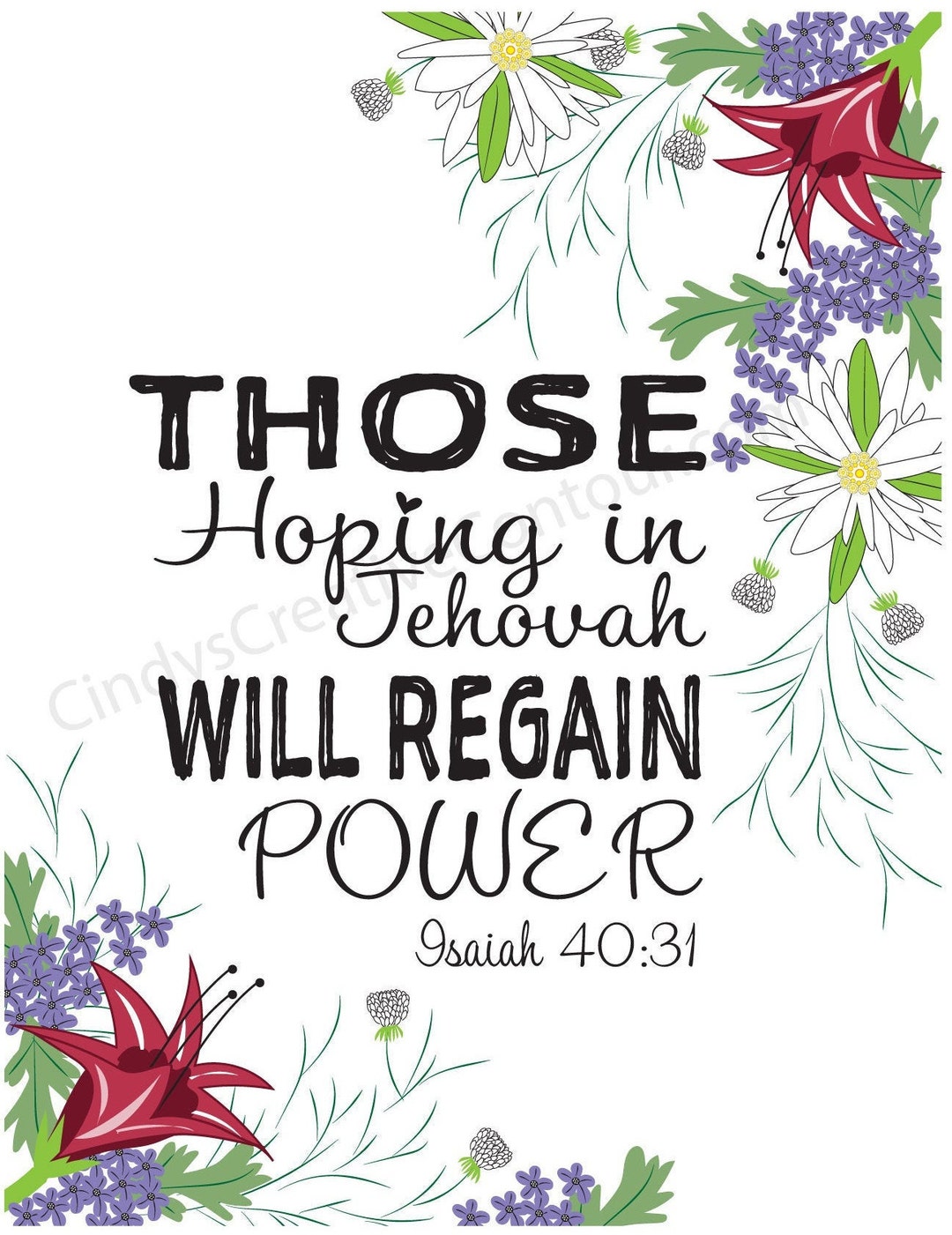 Hope in Jehovah Floral Print – JW Pioneer School Gift (digital Download ...