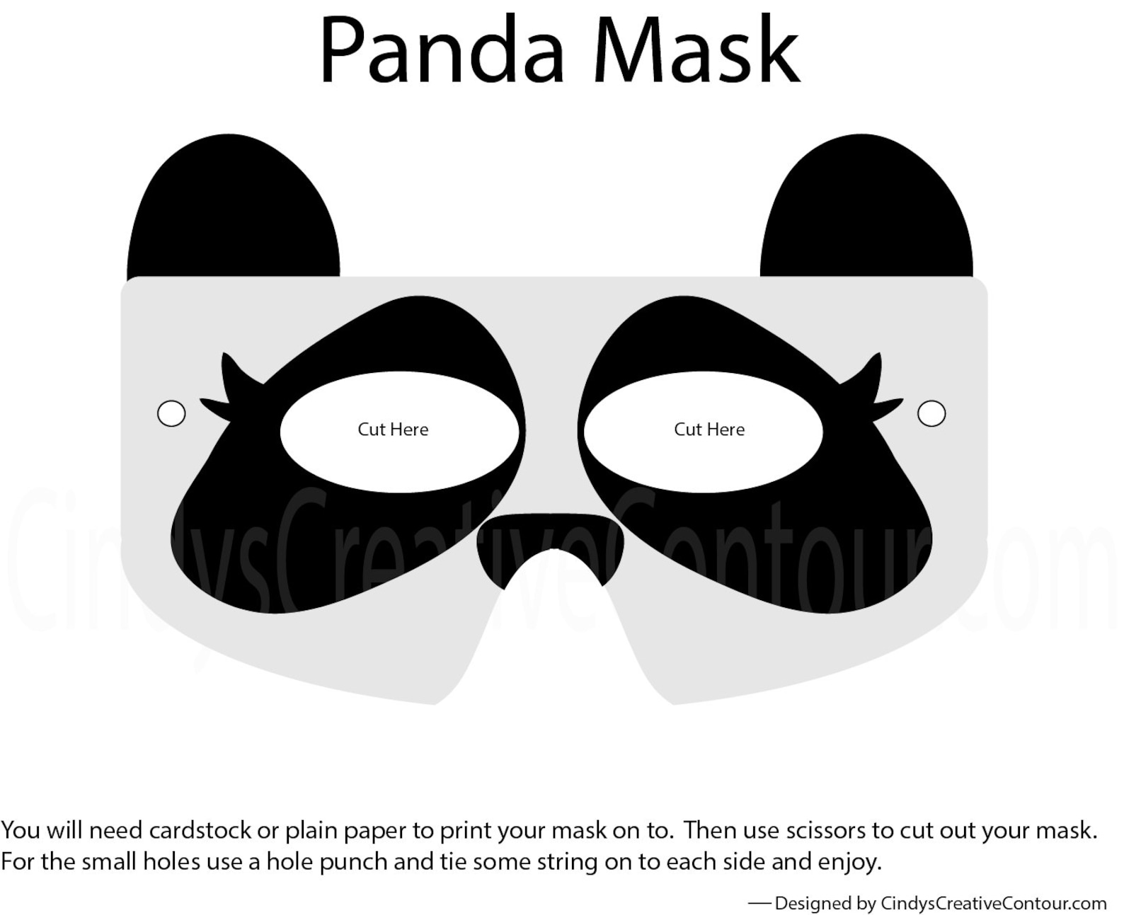 Downloadable Panda Mask Pretend Play Dress up Pretend Play | Etsy