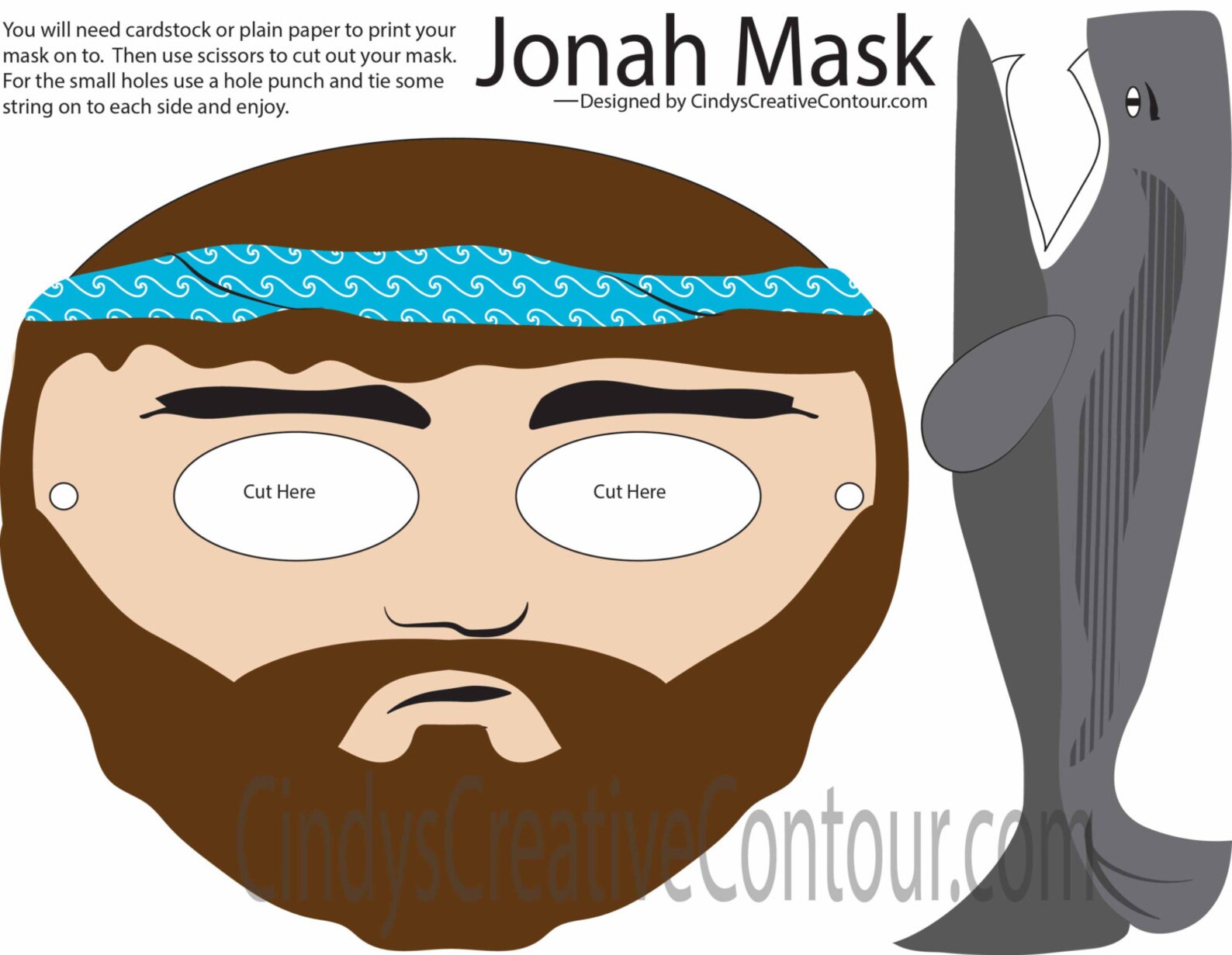Downloadable Jonah and Whale Mask Pretend Play dress up | Etsy