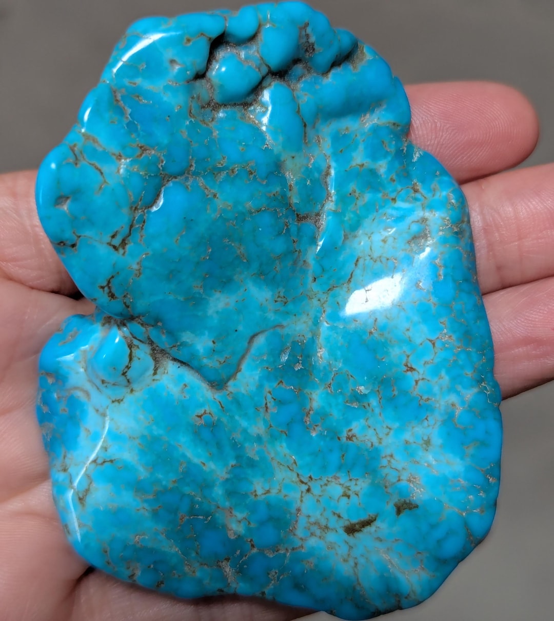 Polished Nacozari Turquoise Flat | Rare Blue Turquoise With Golden ...