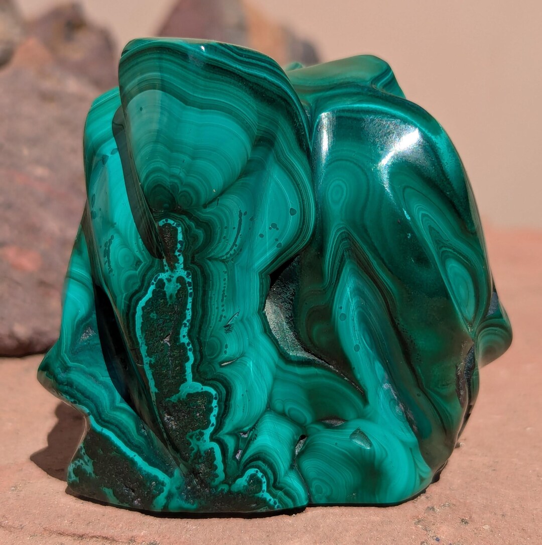Vibrant Malachite Freeform Crystal | Hand-polished Green Stone for ...