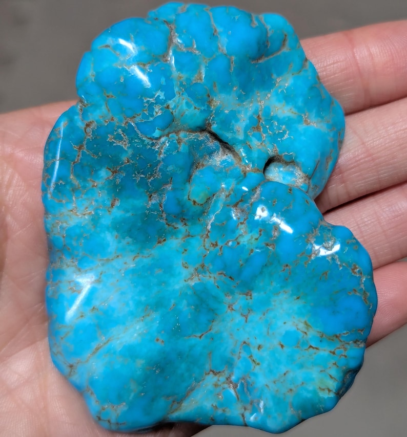 Polished Nacozari Turquoise Flat | Rare Blue Turquoise With Golden ...