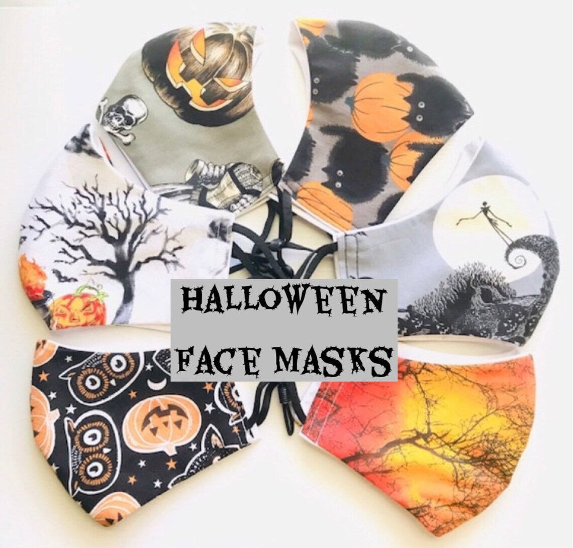 HALLOWEEN Spooky Face Masks Adult Teens Kids 100% Cotton | Etsy