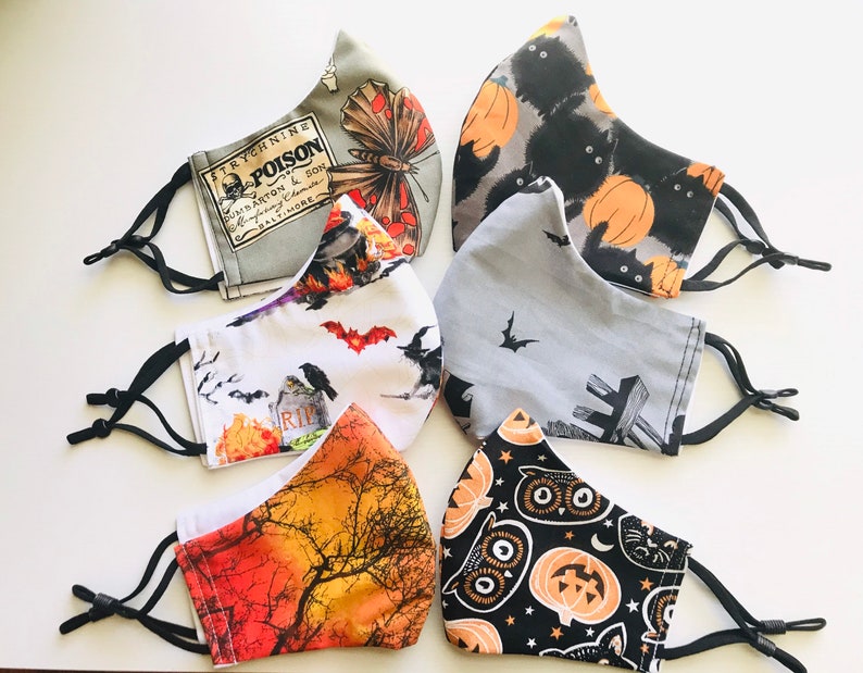 HALLOWEEN Spooky Face Masks Adult Teens Kids 100% Cotton - Etsy